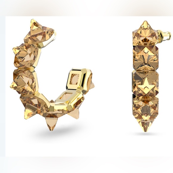 Swarovski | Jewelry | Swarovski Gold Tone Chroma Hoop Earrings | Poshmark